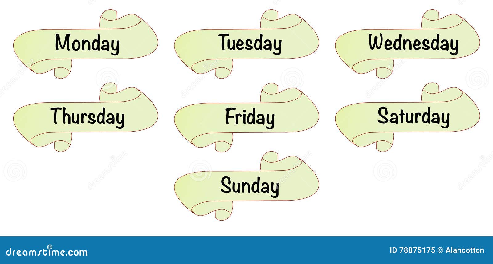 Day Name Scrolls stock illustration. Illustration of week - 78875175