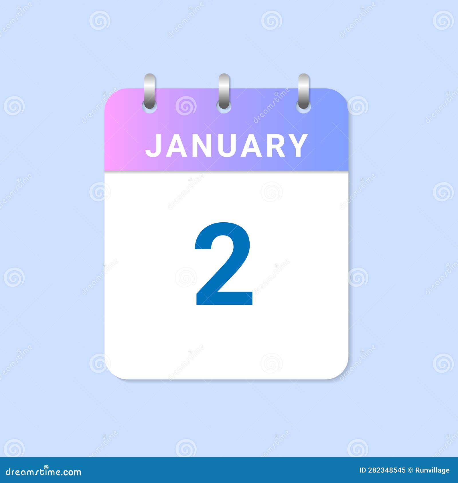 Day of 2nd January daily Calendar of January Month on White Paper Note ...
