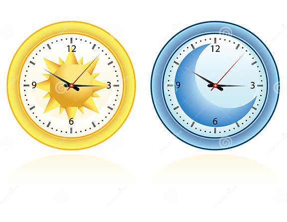 Day and night clocks stock vector. Illustration of office - 6207620