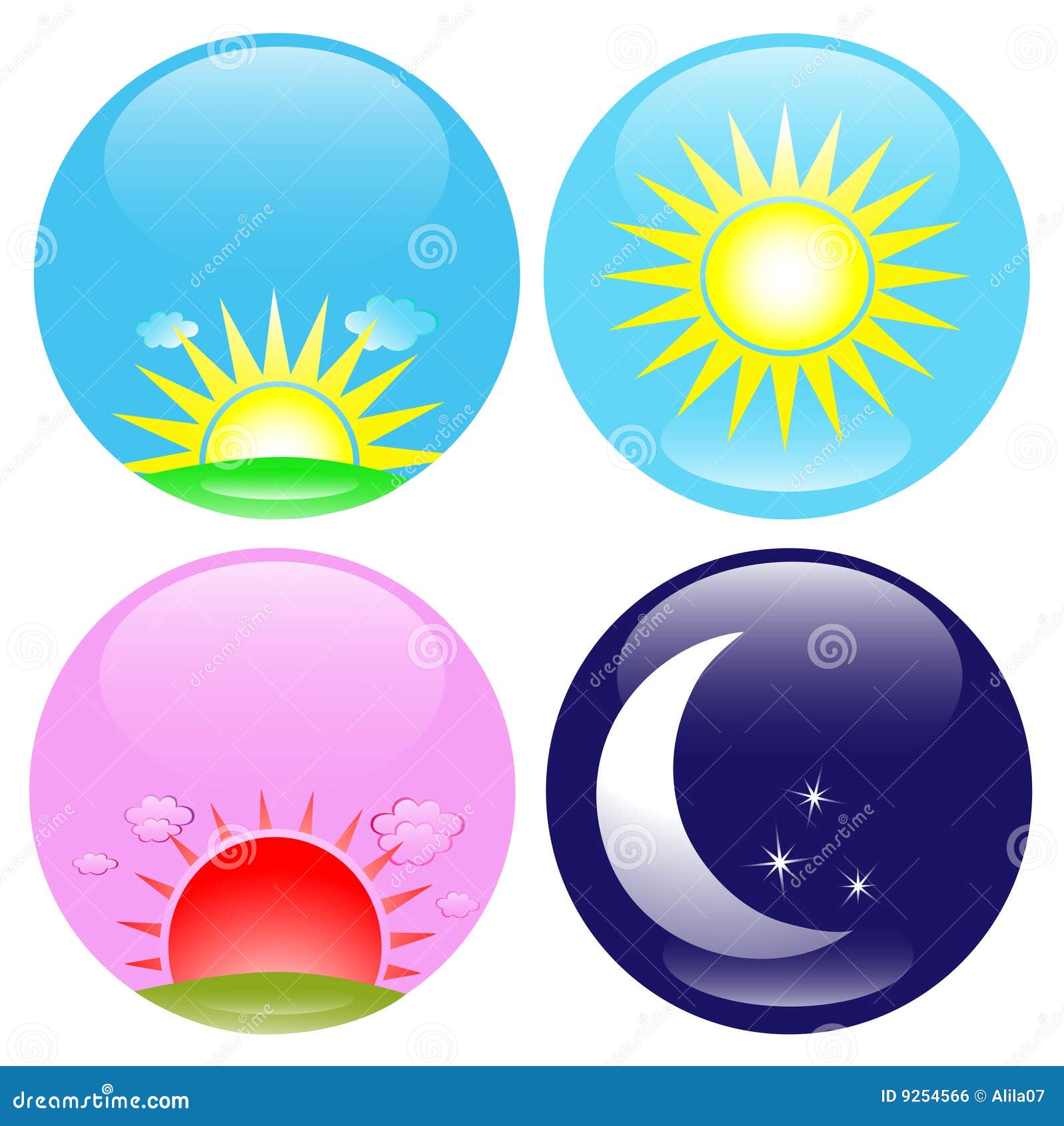 Day and night icons set stock vector. Illustration of blue - 9254566