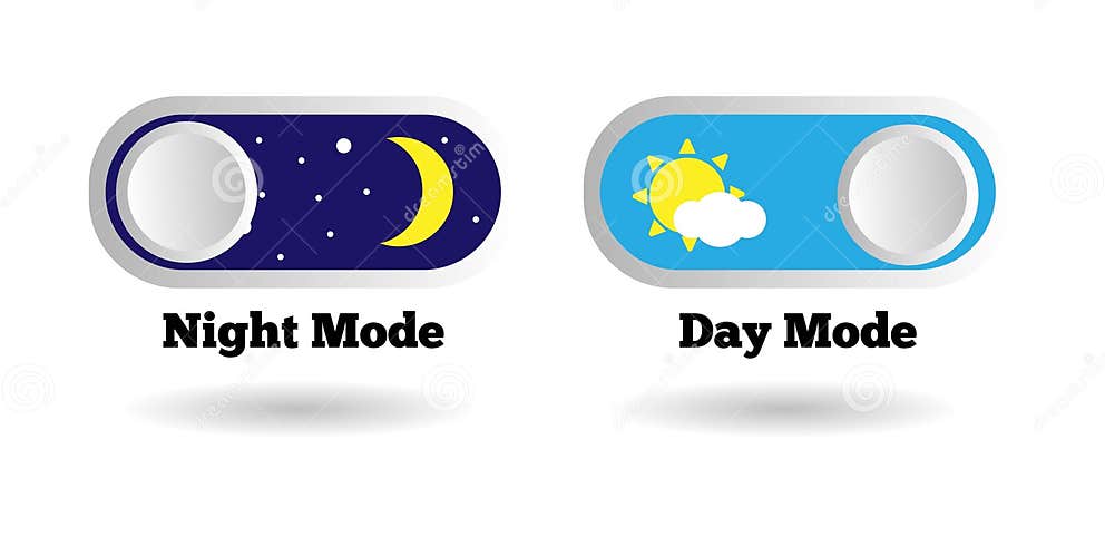 Day and Night Mode Buttons stock illustration. Illustration of signs ...