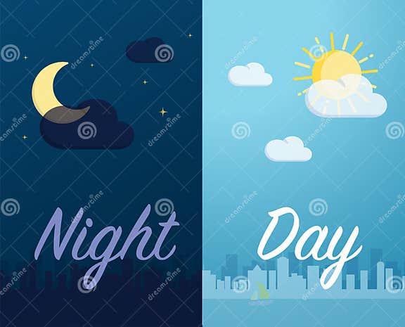 Day and Night Mode Cityscape Background and Component Vector Stock ...
