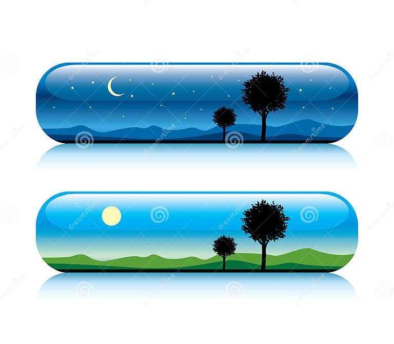 Day and Night Nature Button Stock Vector - Illustration of grass ...