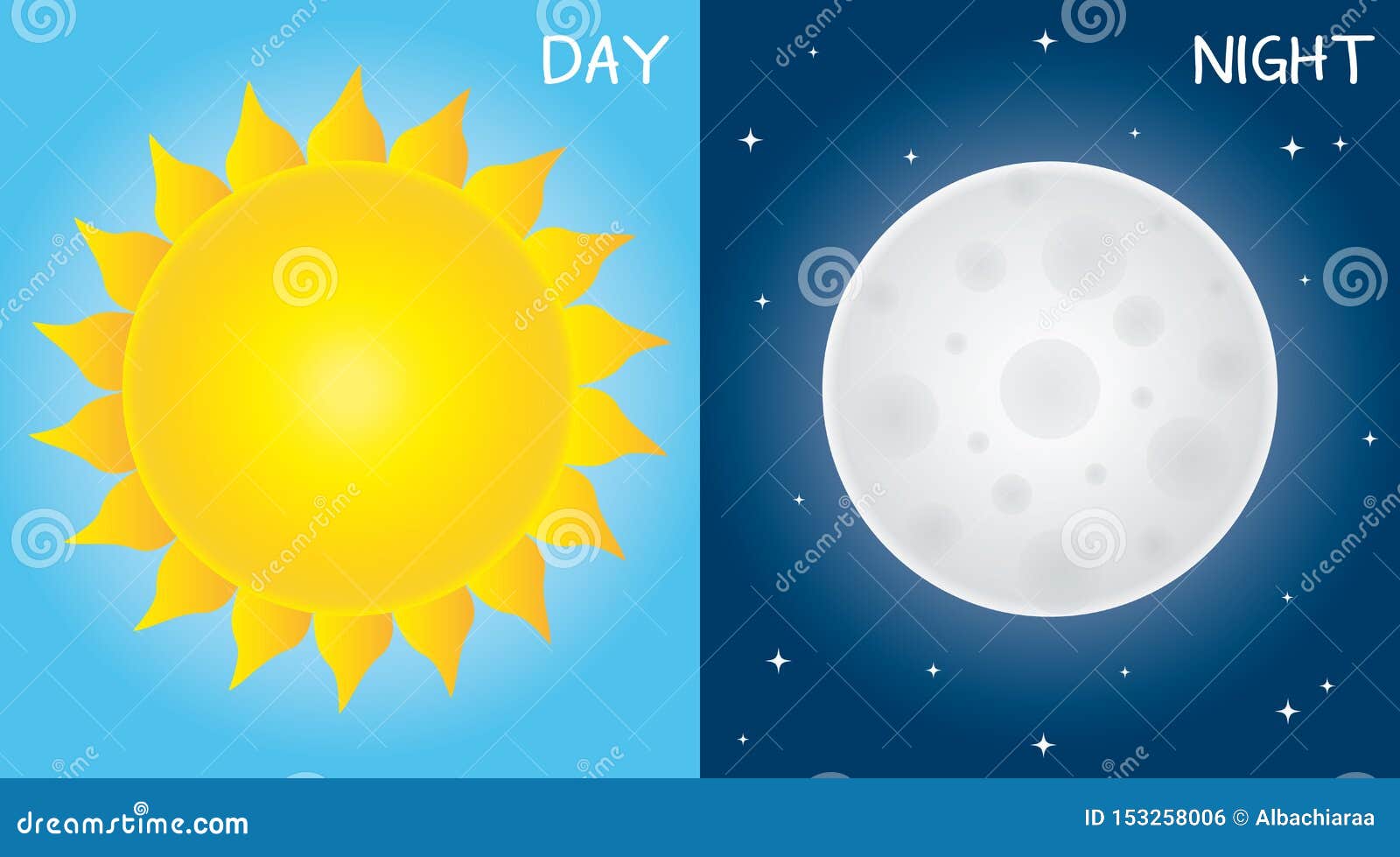 Day and Night Sun and Moon Illustration. Stock Vector - Illustration of ...