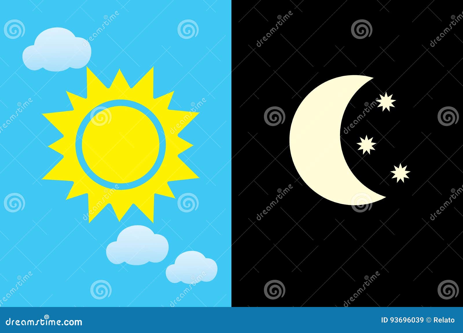 Day and Night vector stock vector. Illustration of summer - 93696039