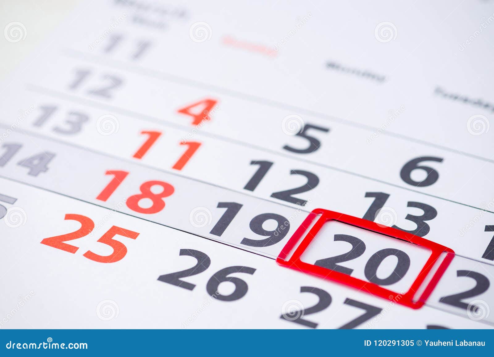 Day Number 20 Mark on the Calendar Stock Image - Image of office, blank ...