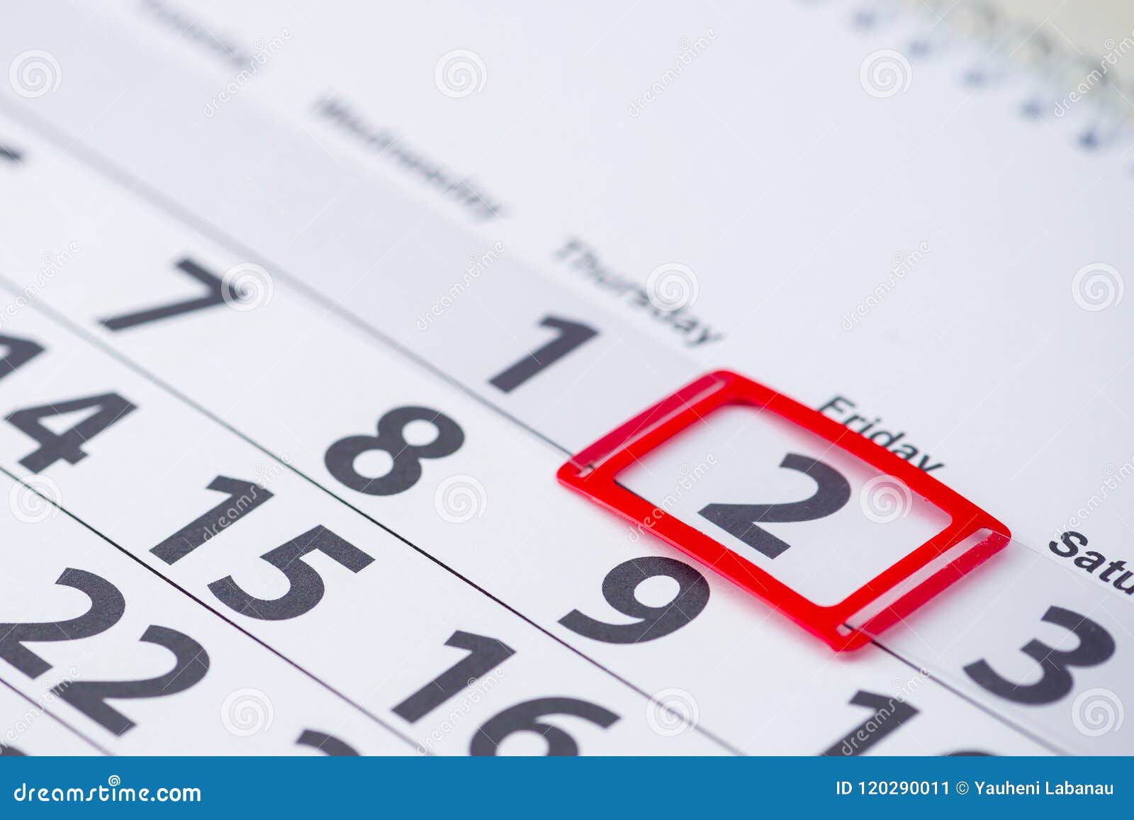 Day Number 2 Mark on the Calendar Stock Image - Image of date ...