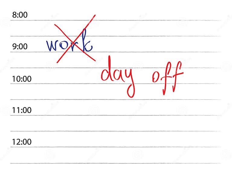 Day off in schedule stock vector. Illustration of vacation - 124942274