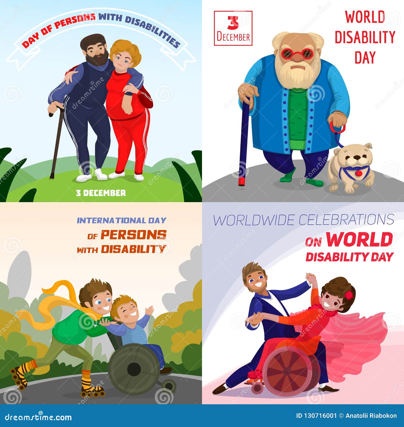 Day Persons Disabilities Banner Set, Cartoon Style Stock Vector ...