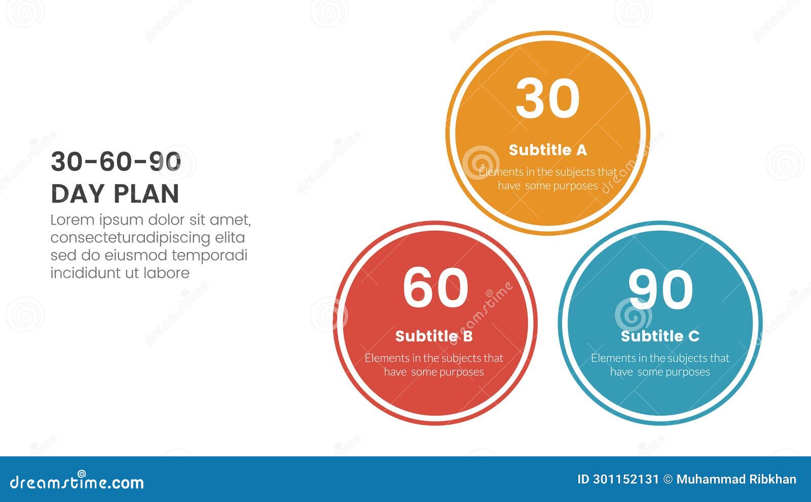 30 60 90 Day Plan Management Infographic 3 Point Stage Template with ...