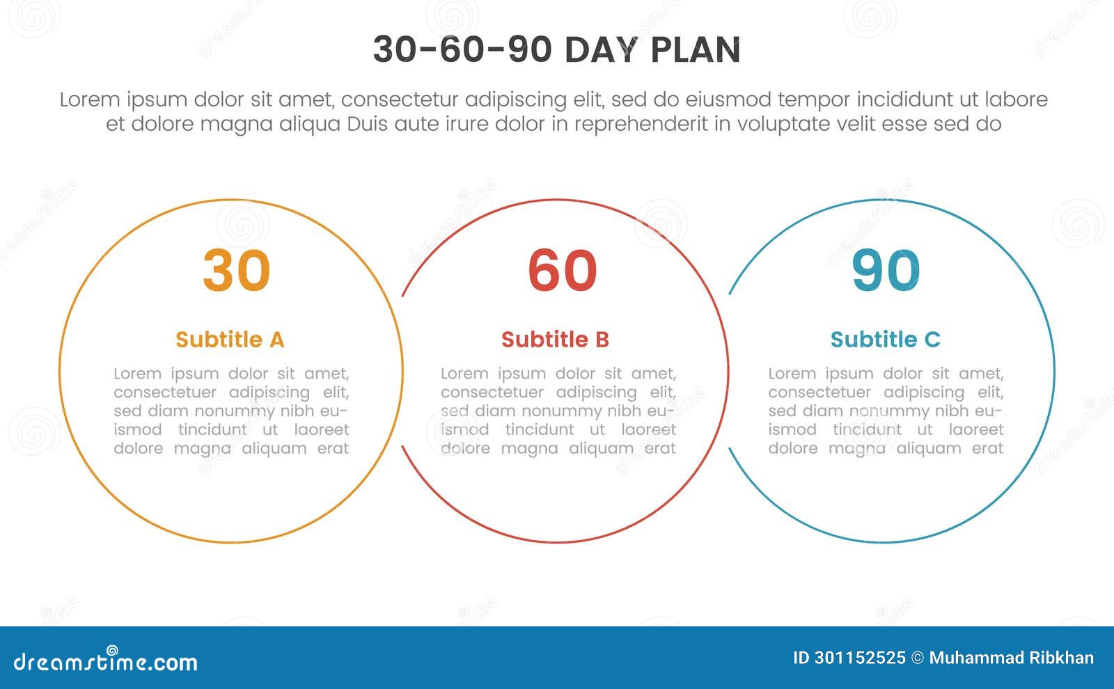 30 60 90 Day Plan Management Infographic 3 Point Stage Template with ...