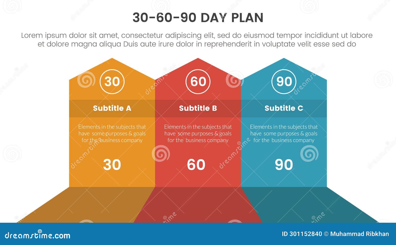 30 60 90 Day Plan Management Infographic 3 Point Stage Template with ...