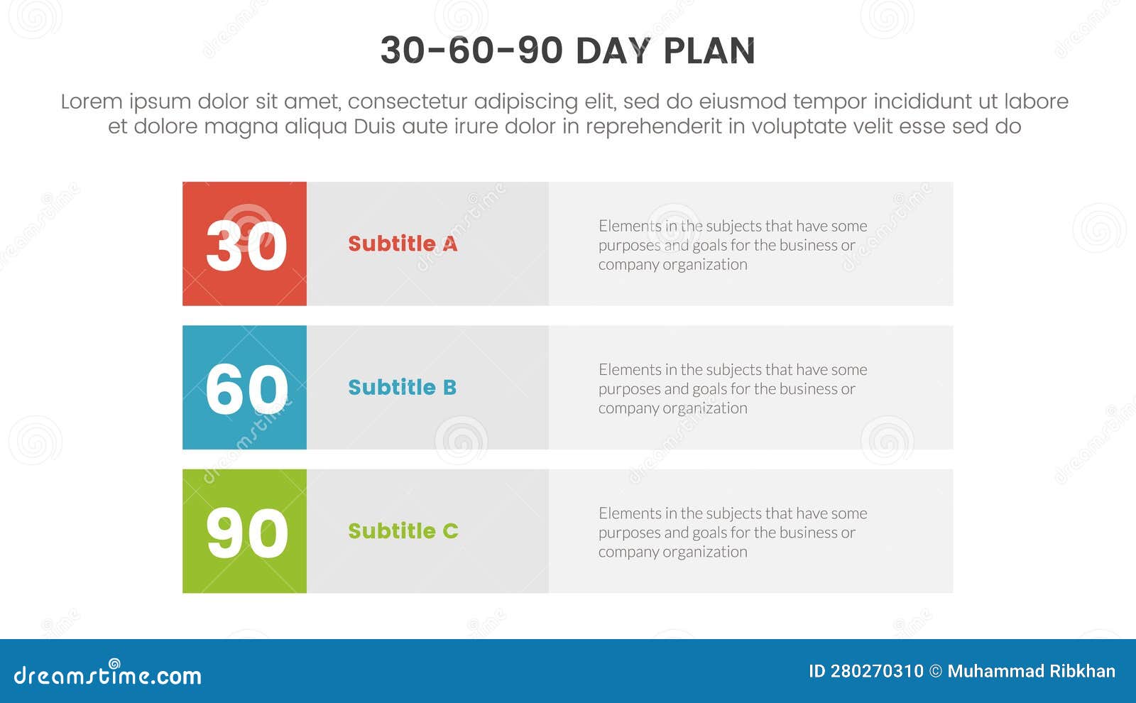 30-60-90 Day Plan Management Infographic 3 Point Stage Template with 3 ...