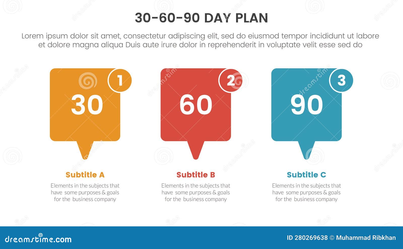 30-60-90 Day Plan Management Infographic 3 Point Stage Template With ...