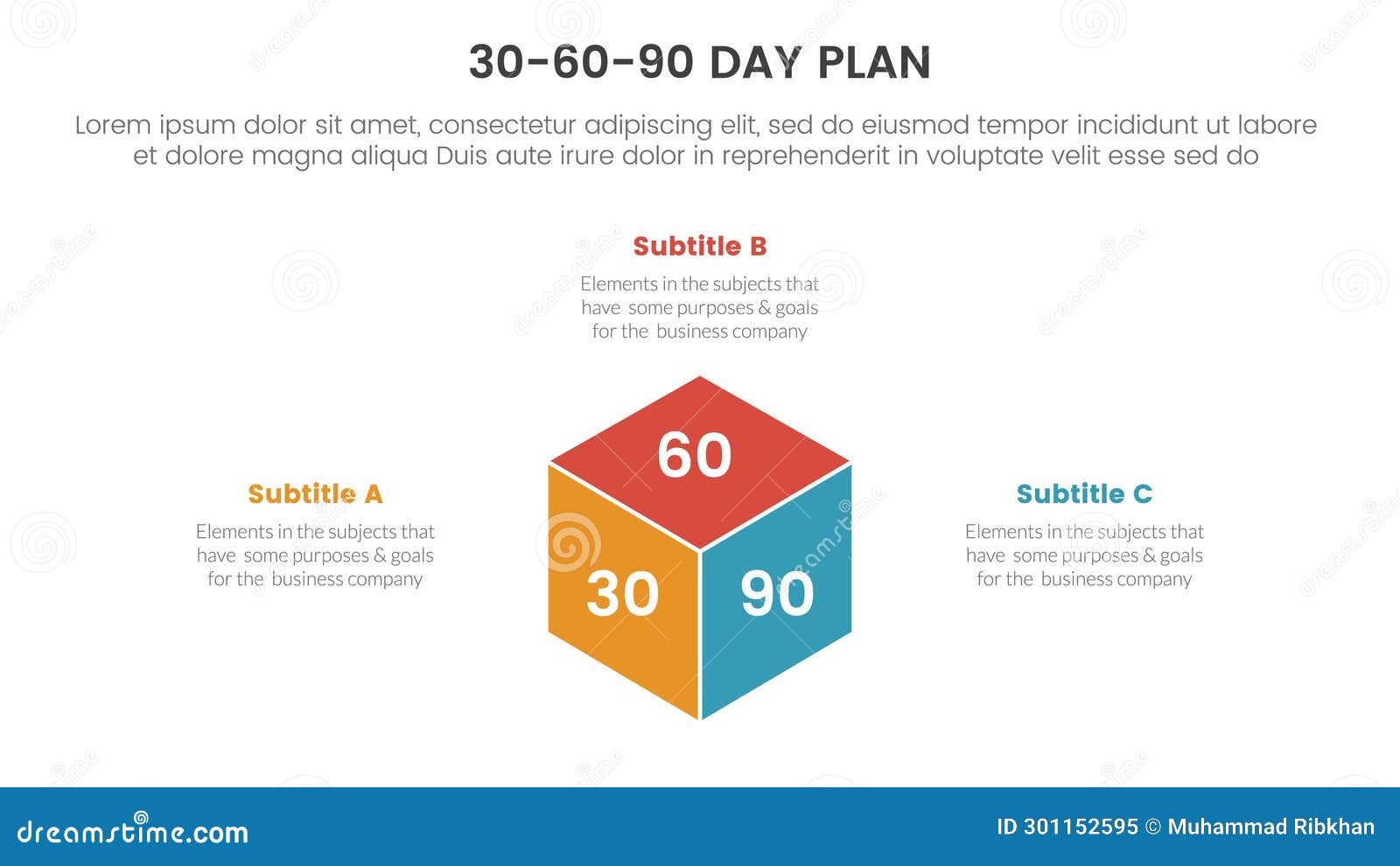 30 60 90 Day Plan Management Infographic 3 Point Stage Template with 3d ...
