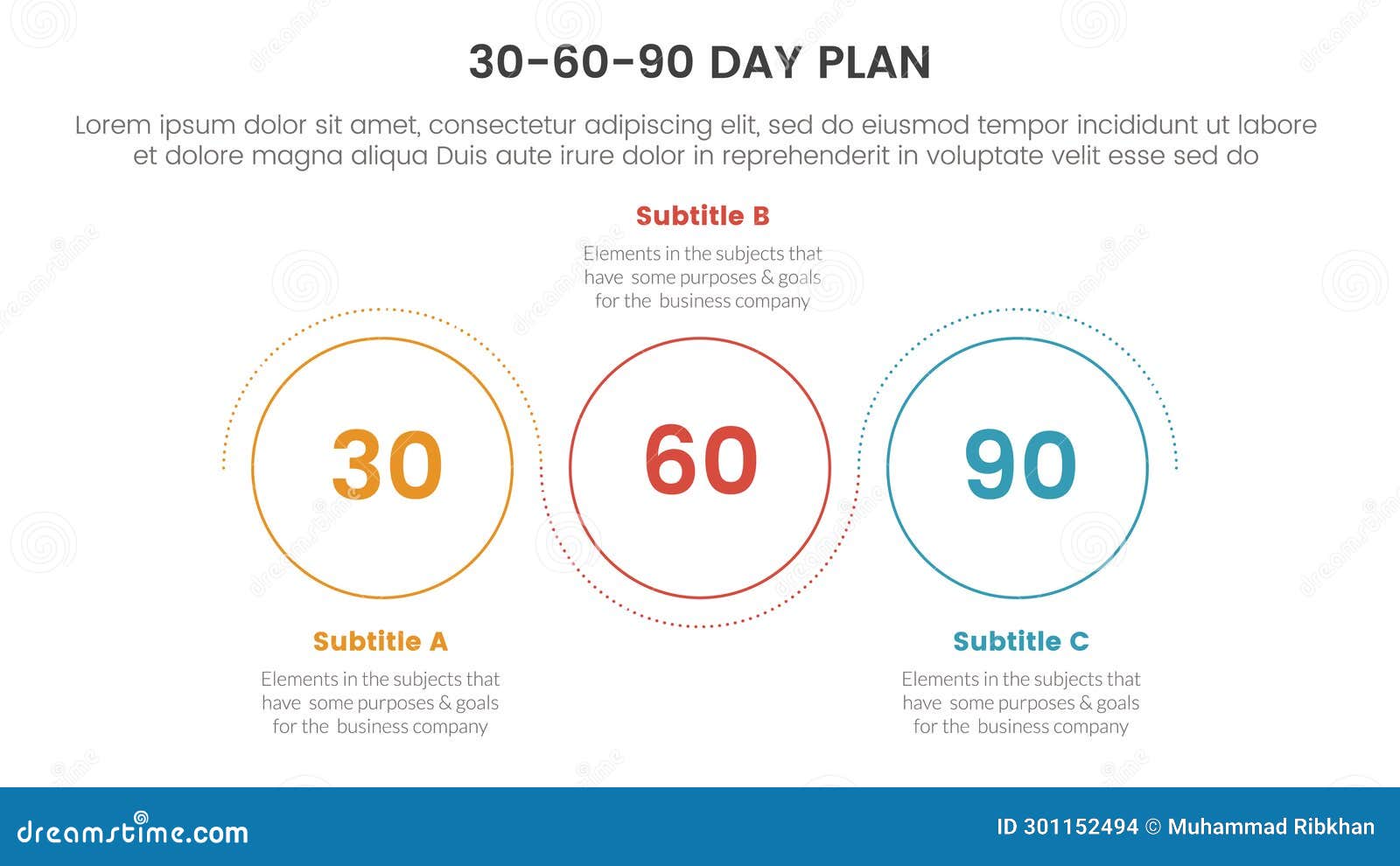 30 60 90 Day Plan Management Infographic 3 Point Stage Template With ...