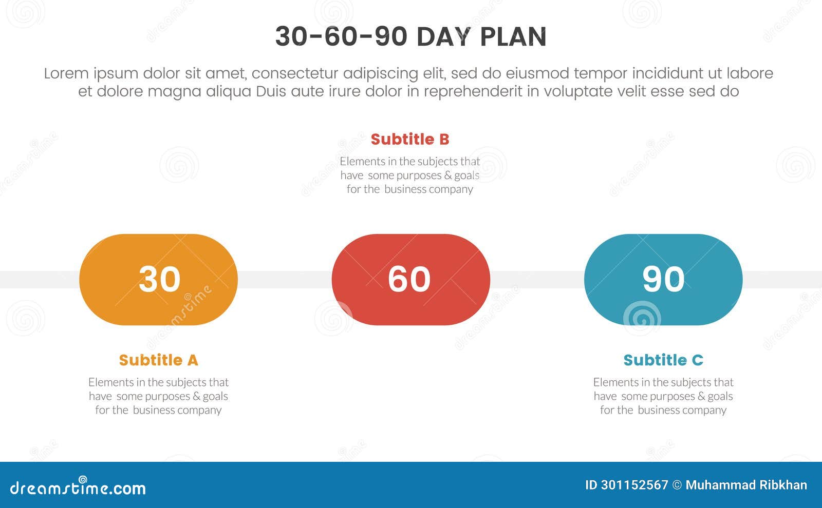 30 60 90 Day Plan Management Infographic 3 Point Stage Template with ...