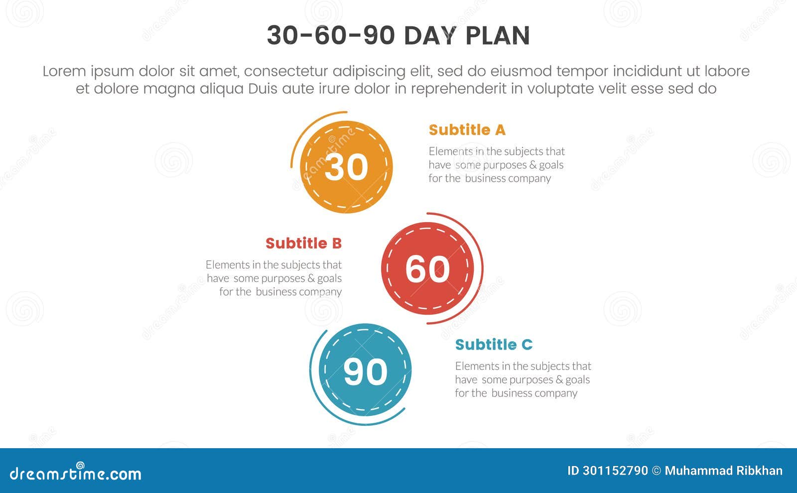 30 60 90 Day Plan Management Infographic 3 Point Stage Template With ...