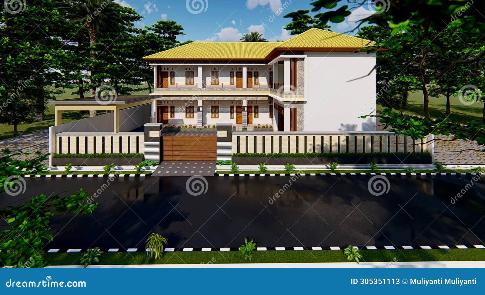 Boarding House Vector Illustration, Kos-kosan Or Rumah Kost, Terraced ...