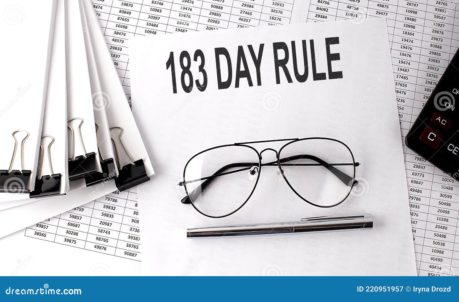 183 DAY RULE Text on Paper with Chart and Office Tools , Business ...