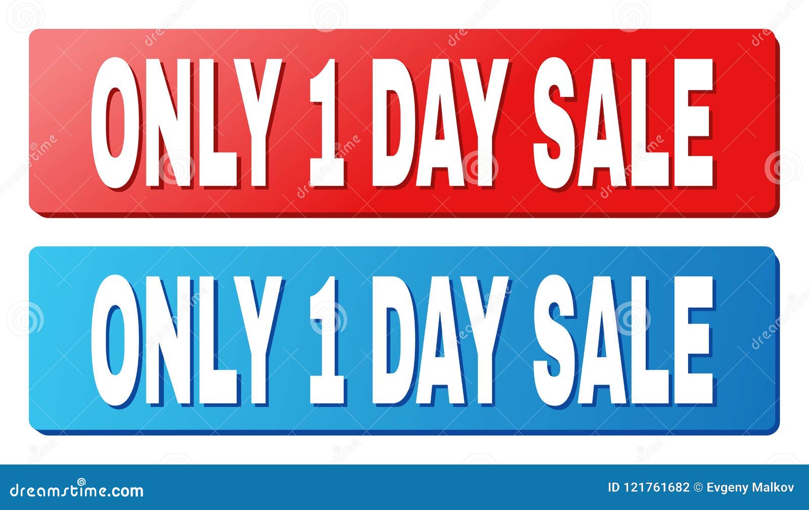 Only 1 DAY SALE Caption on Blue and Red Rectangle Buttons Stock Vector ...
