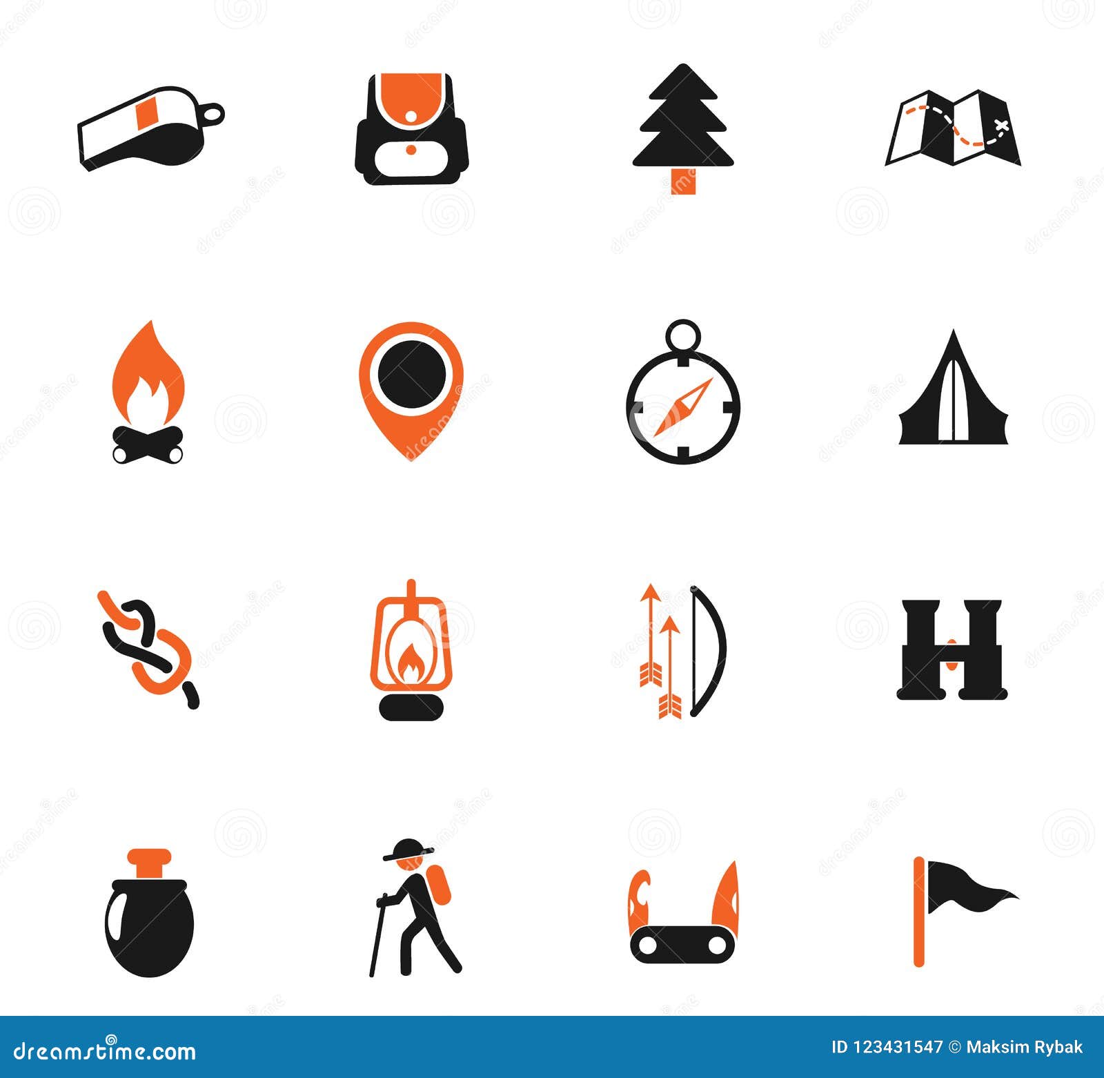 Day of Scouts Color Icon Set Stock Vector - Illustration of kerosene ...