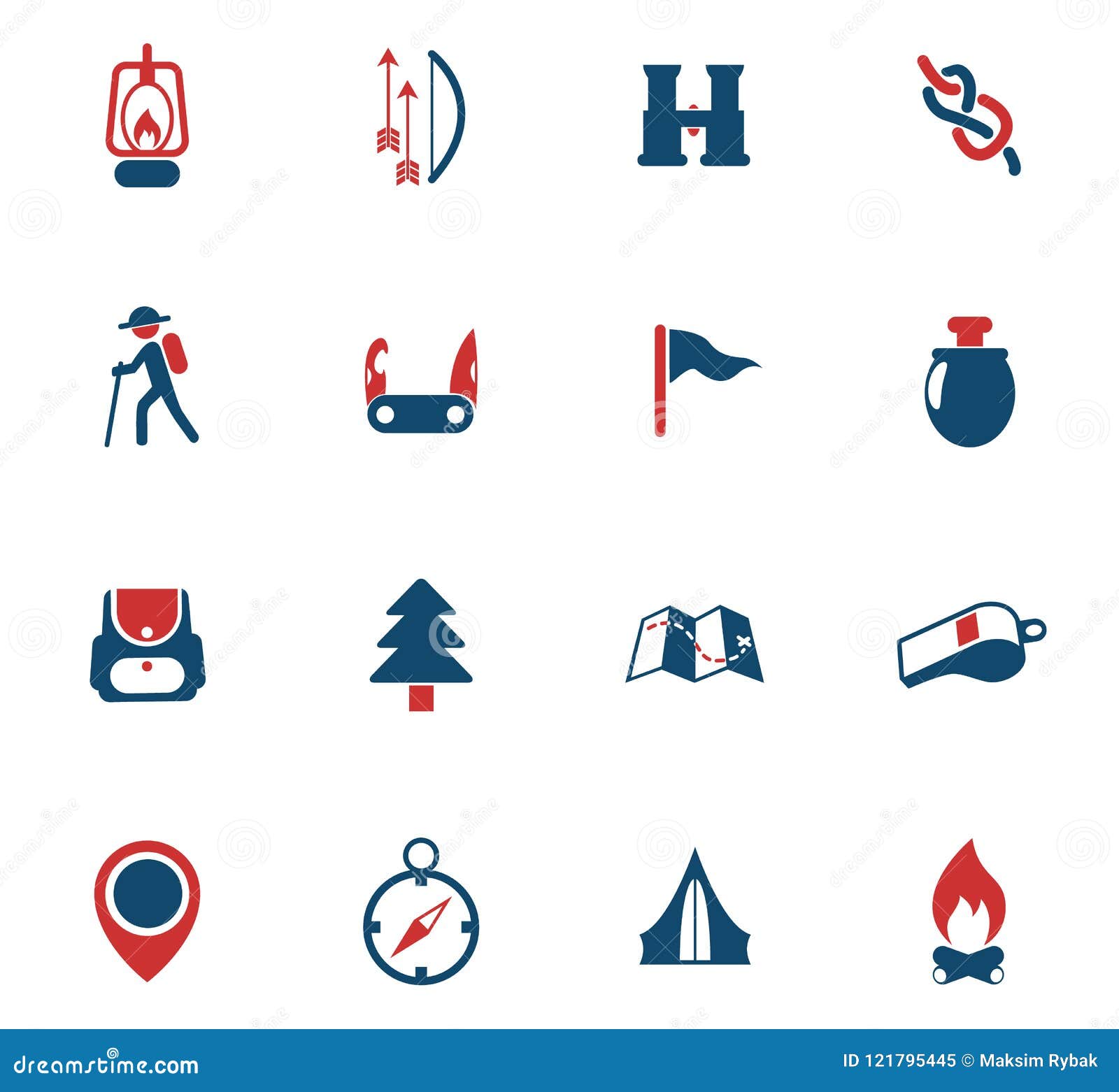Day of Scouts Color Icon Set Stock Vector - Illustration of backpack ...
