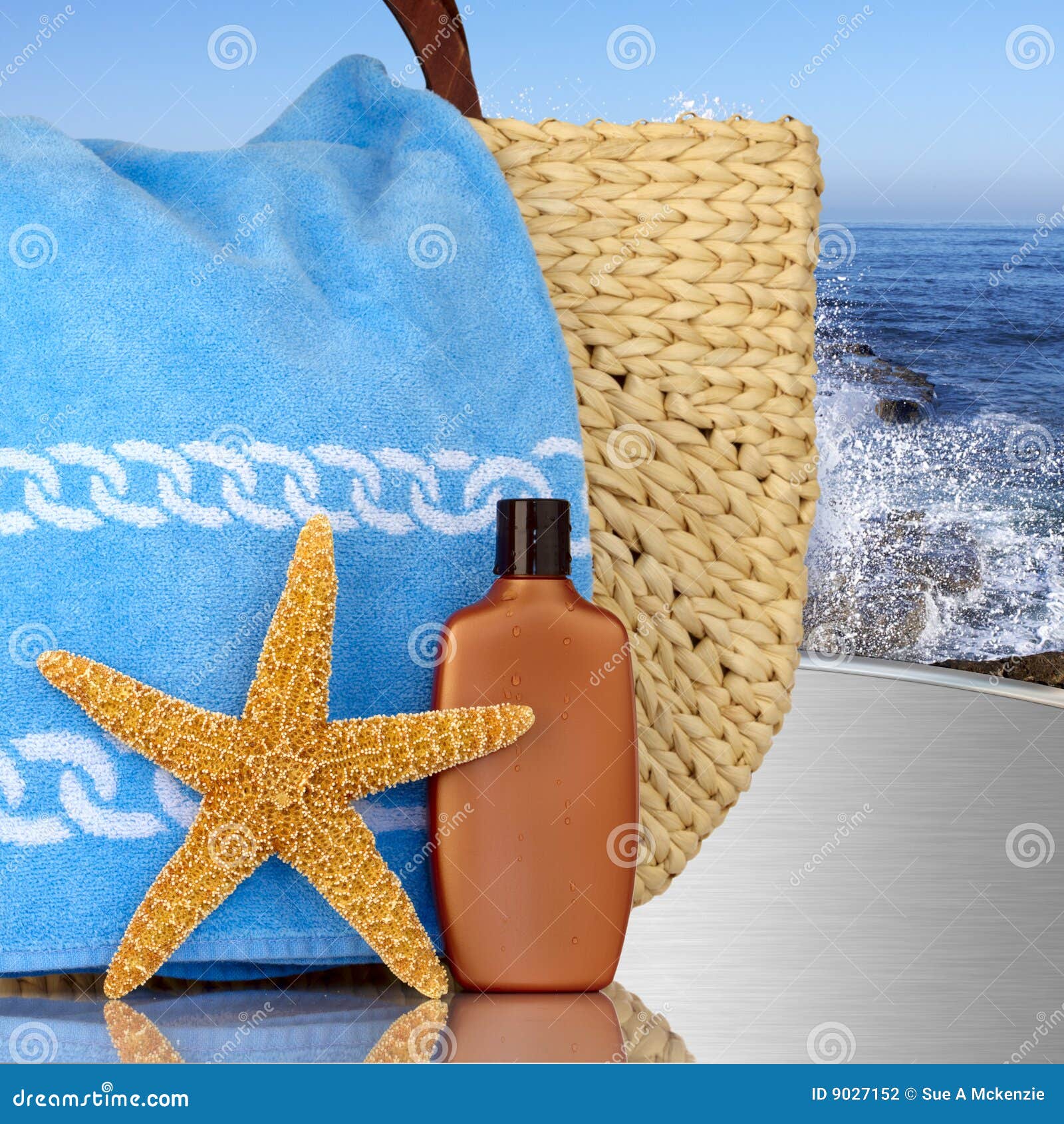 Day Spa, Beach Bag with Starfish Sunscreen Stock Photo - Image of ocean ...