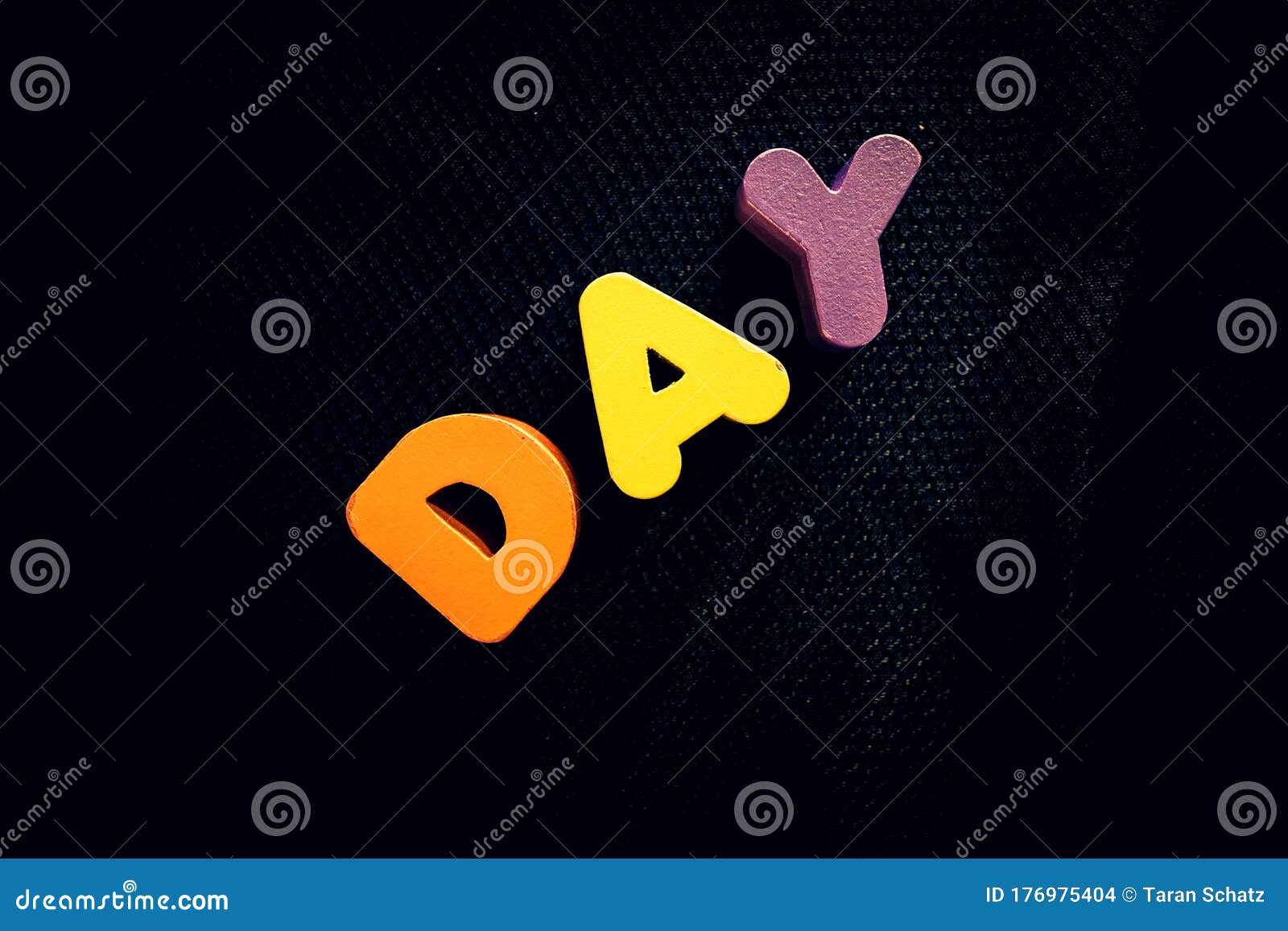 Day Spelled on Black with Block Letters Stock Photo - Image of sign ...