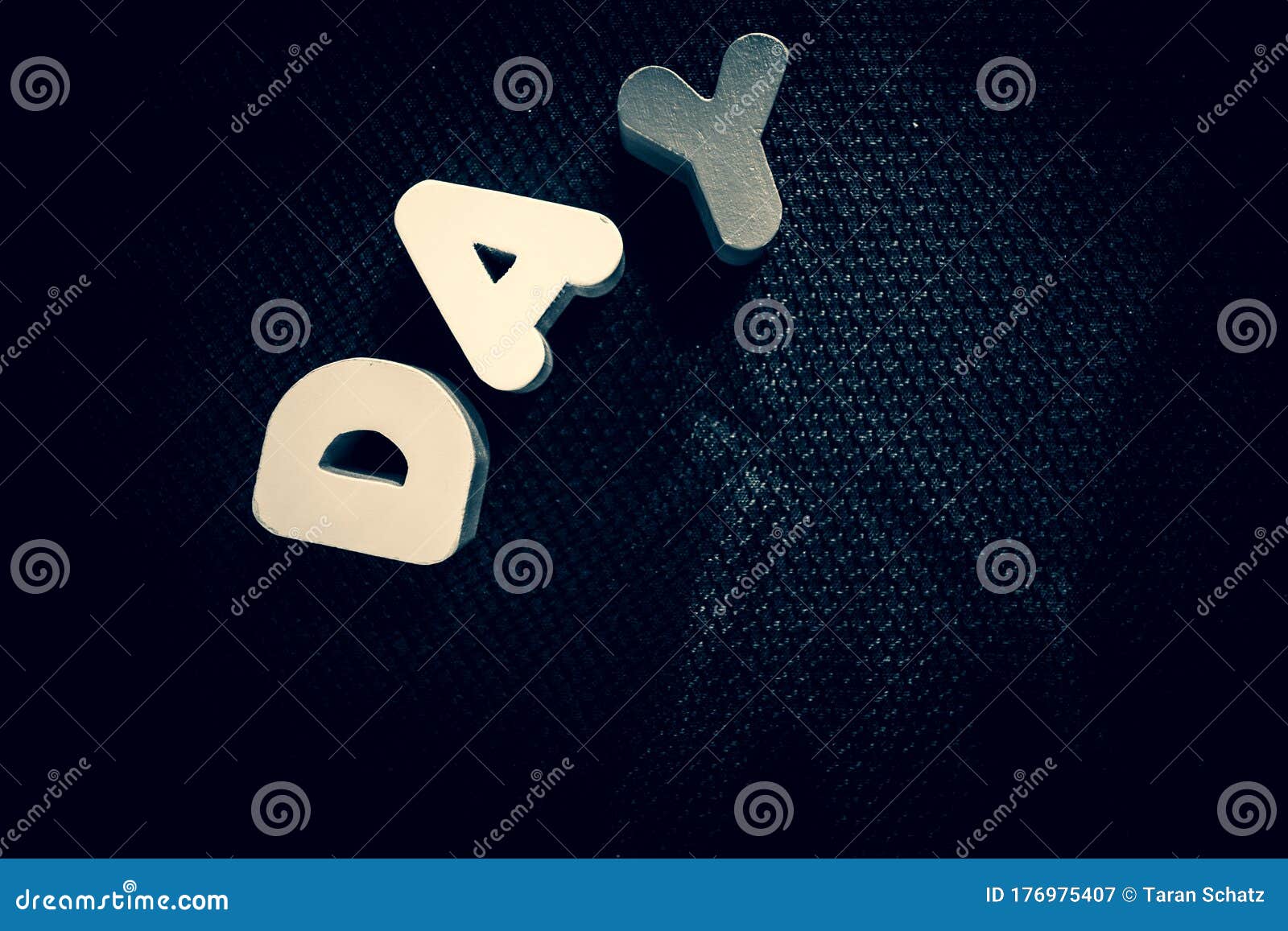 Day Spelled on Black with Block Letters Stock Image - Image of alphabet ...