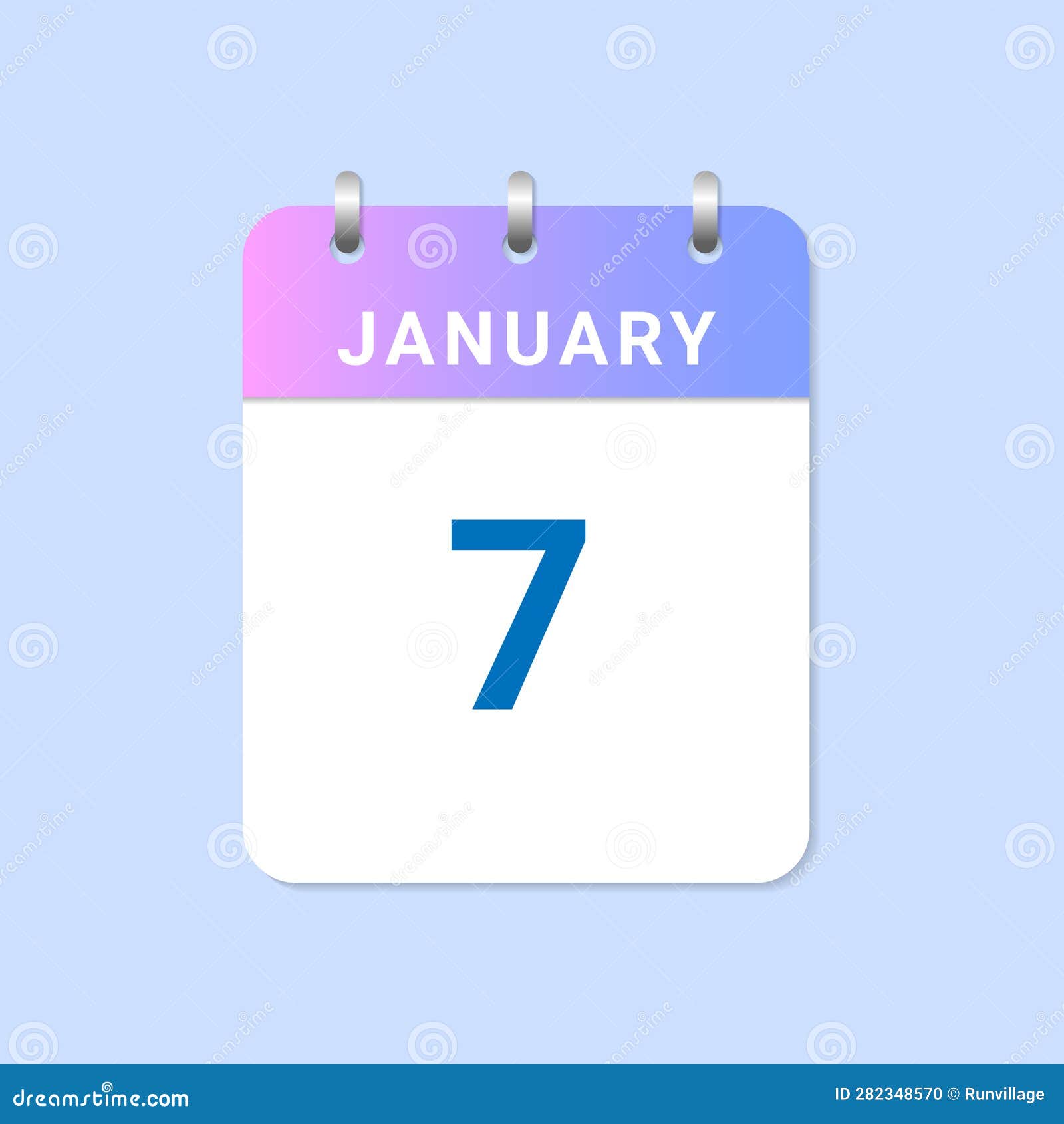 Day of 7th January daily Calendar of January Month on White Paper Note ...