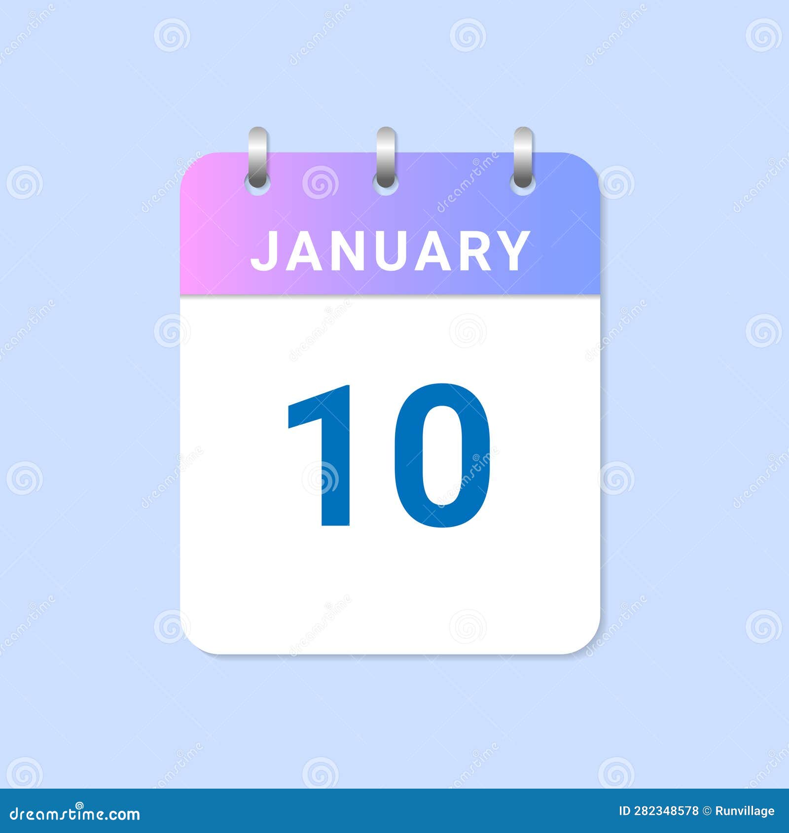 Day of 10th January daily Calendar of January Month on White Paper Note ...