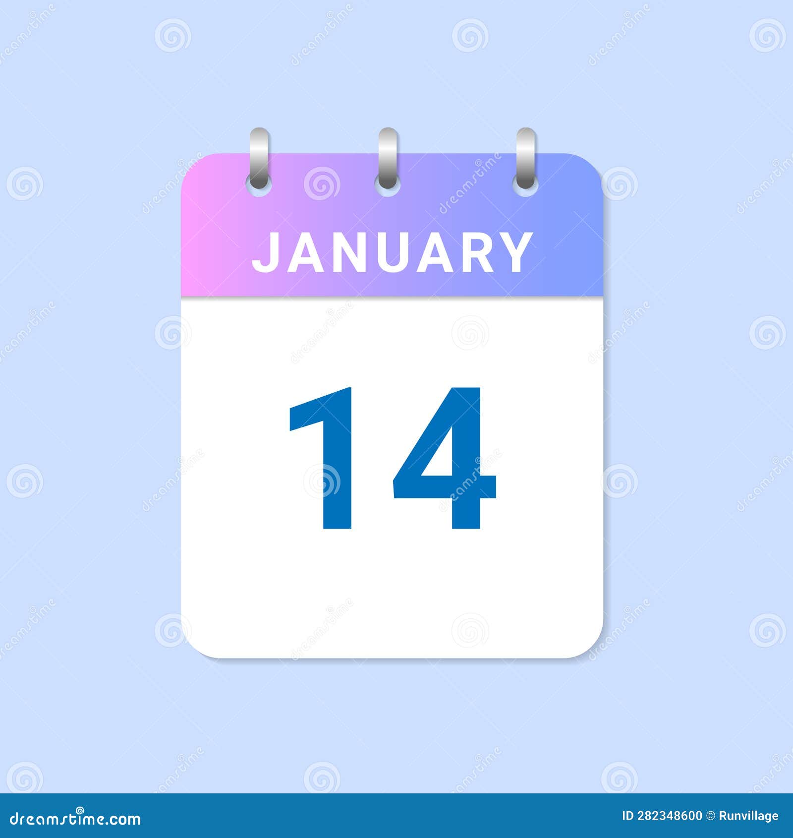 Day of 14th January. daily Calendar of January Month on White Paper ...