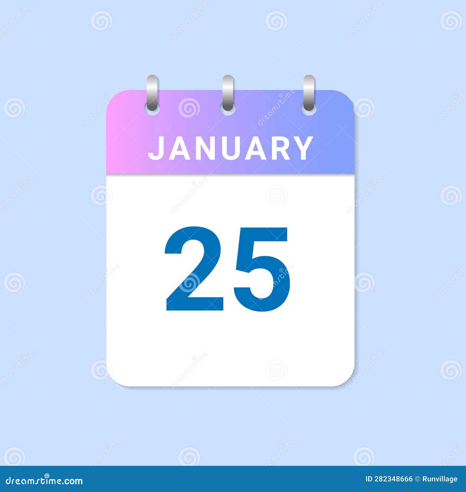 Day of 25th January. daily Calendar of January Month on White Paper ...