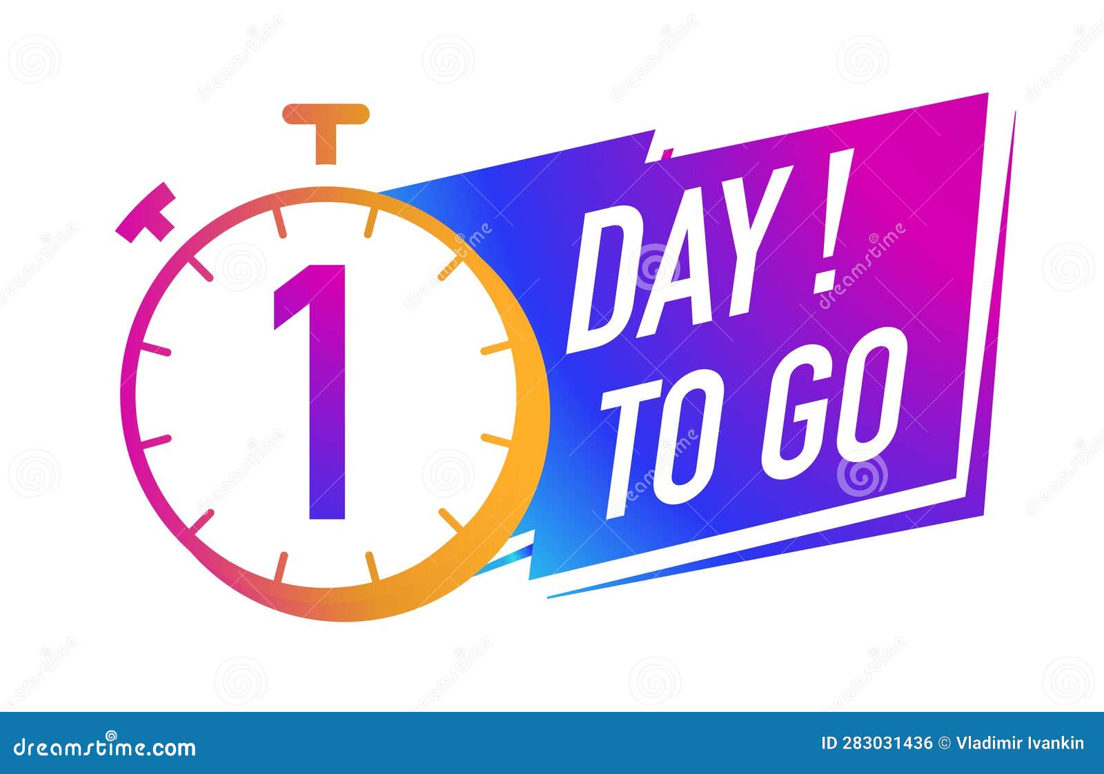 1 Day To Go Timer Vector Symbol Gradient Color Stock Vector