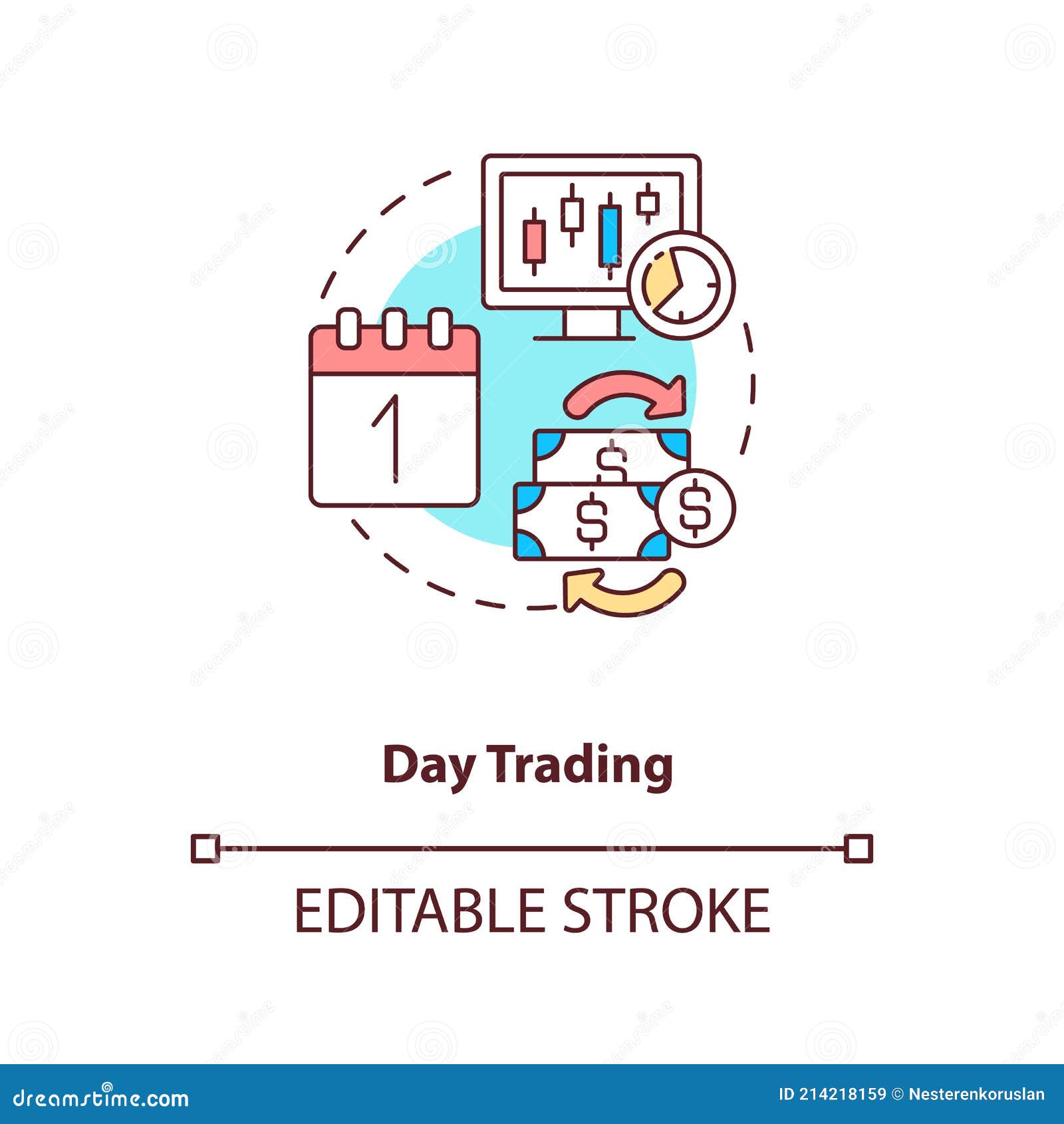 Day trading concept icon stock vector. Illustration of share - 214218159