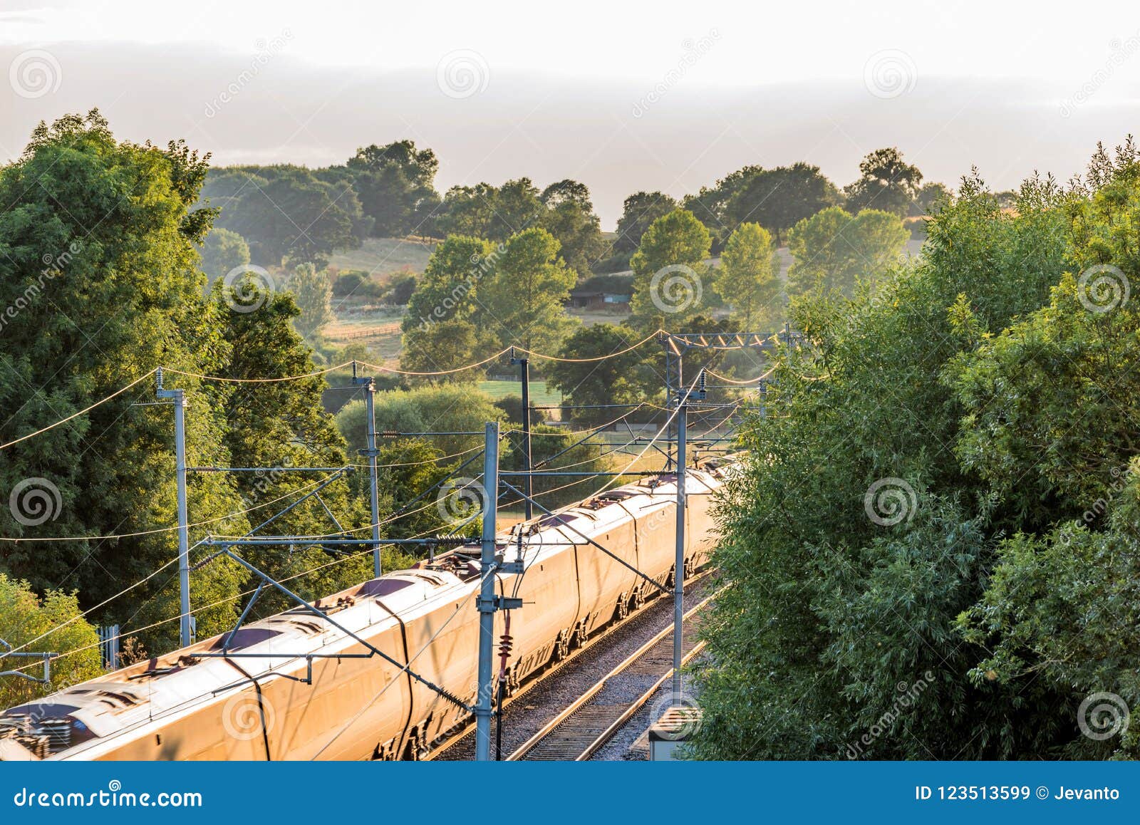 Day View Landscape British Train on Railroad Stock Image - Image of ...