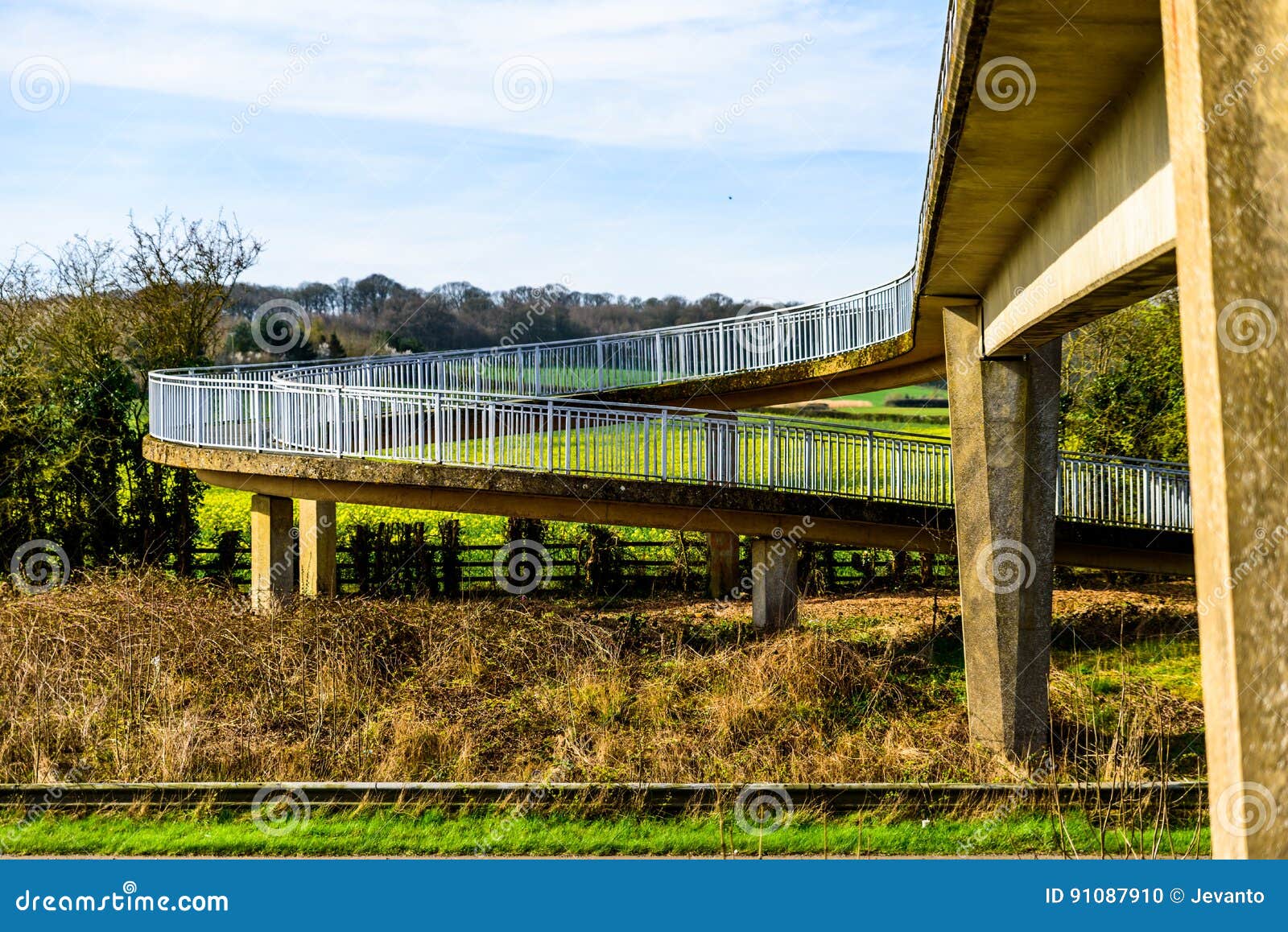 Day View Pedestrian Bridge Over Uk Motorway Stock Photo - Image of ...