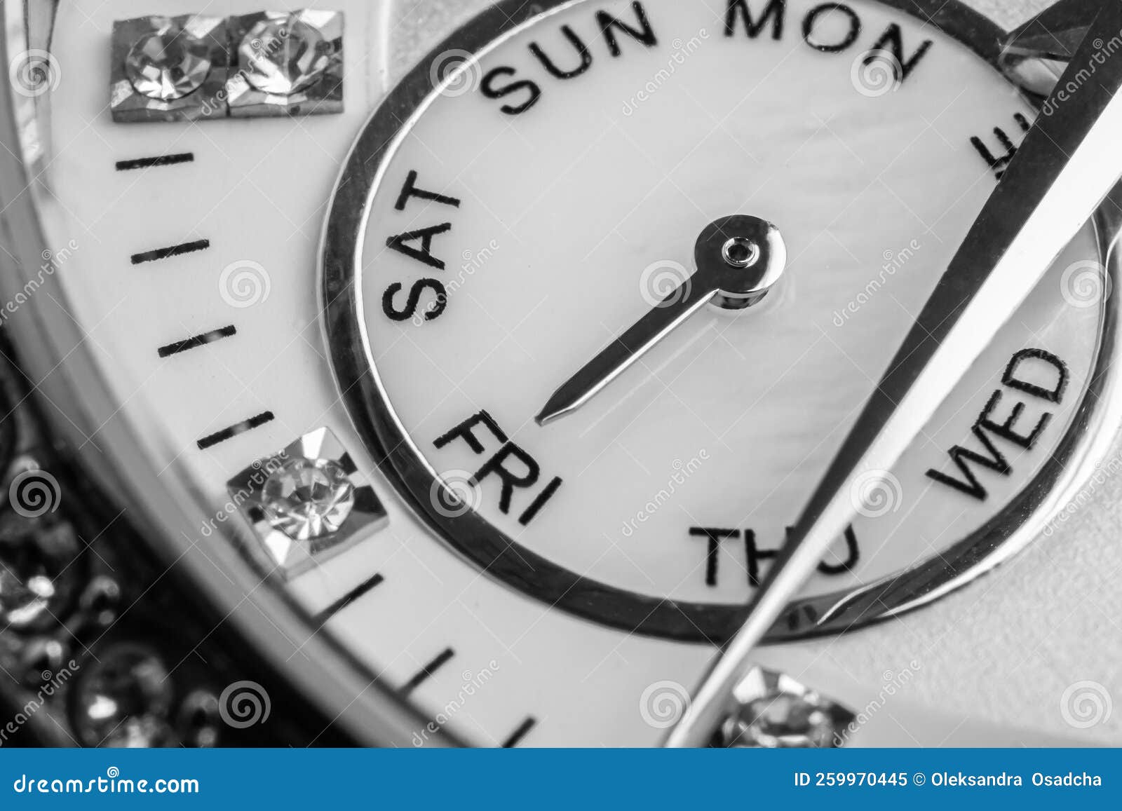 Day of the Week Indicator on the Clock. Abbreviation for Friday. Friday ...