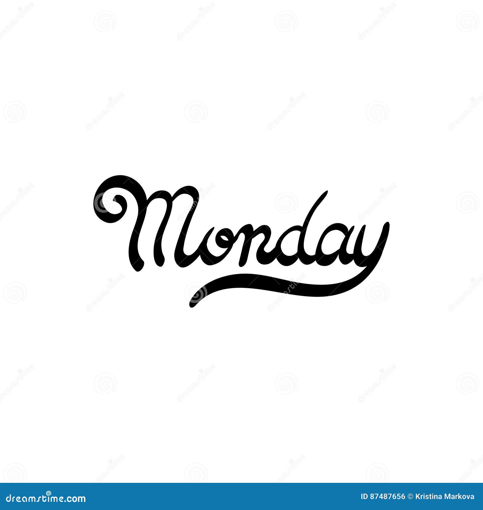 `Monday` Hand Lettering Text With Little Doodles Stock Image ...