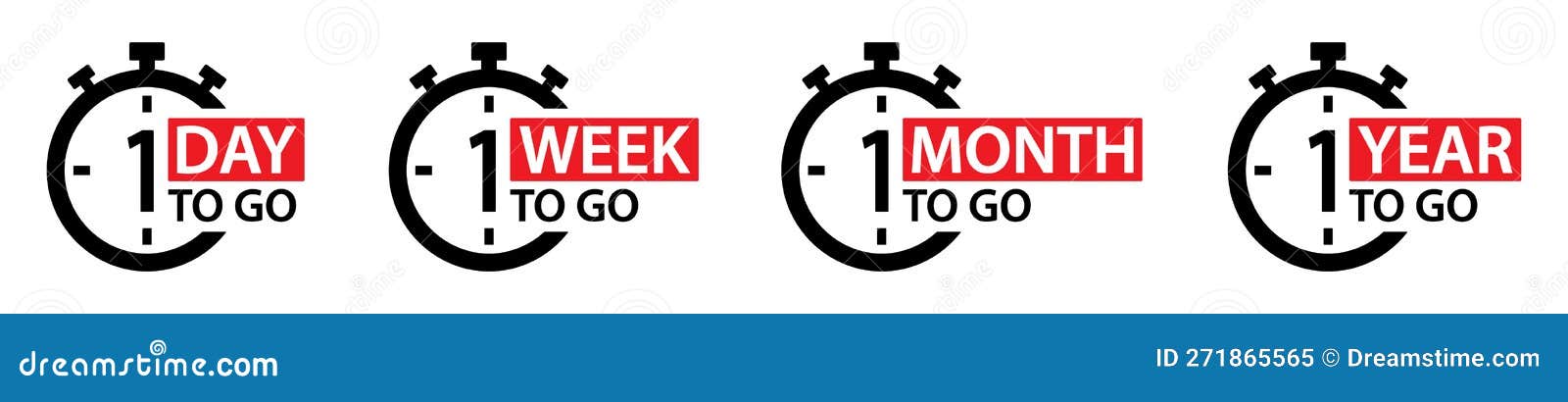 1 Day, 1 Week, 1 Month, 1 Year To Go Icon, Vector Illustration Stock ...