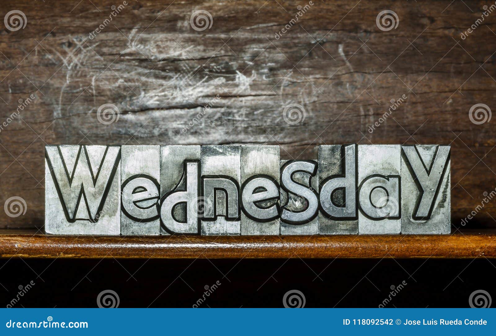 The Day of the Week Wednesday Created with Movable Type Printing Stock ...