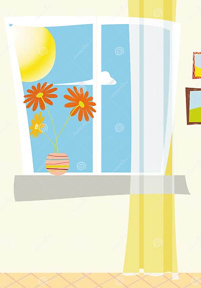 Day window with flowers stock vector. Illustration of tender - 12114726