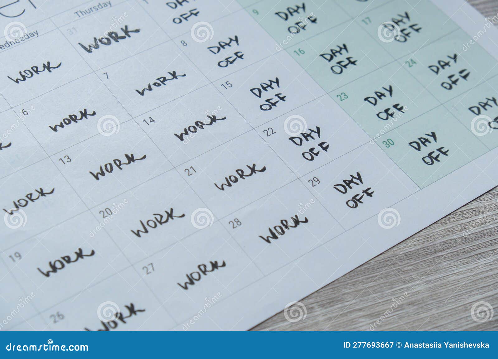 4 Day Work Week Printed Calendar with Weekend Days Four Day Working ...