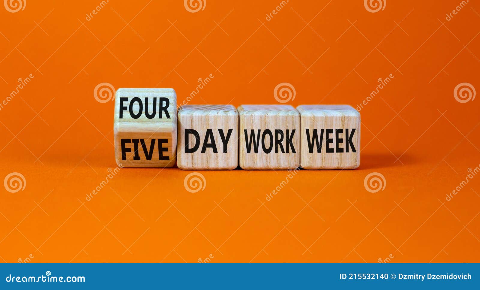 4 or 5 Day Work Week Symbol. Turned the Cube and Changed Words `five ...