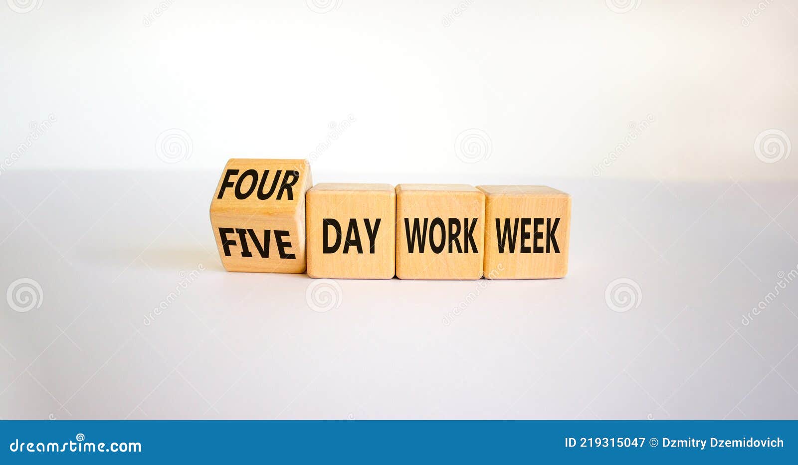 4 or 5 Day Work Week Symbol. Turned the Cube and Changed Words `five ...
