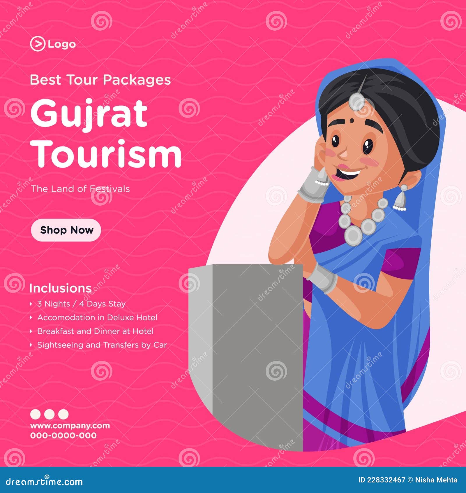 Banner Design of Gujrat Tourism Stock Vector - Illustration of colorful ...