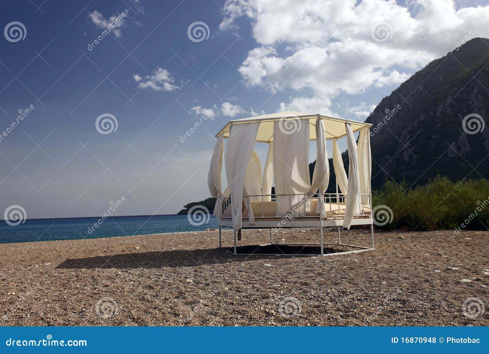 Daybed on the beach stock photo. Image of rest, parasol - 16870948