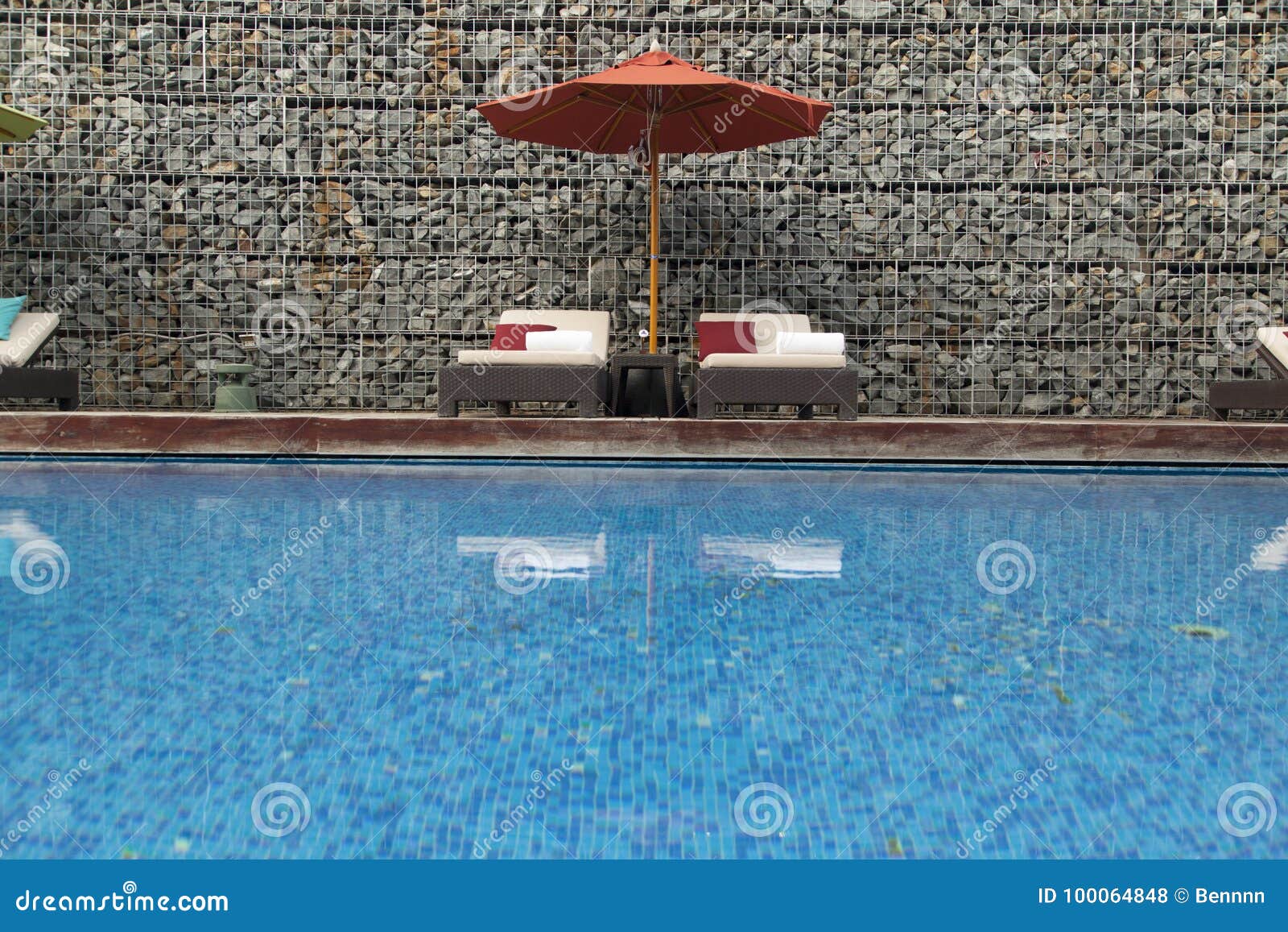 Daybed by the pool stock photo. Image of longue, idyllic - 100064848