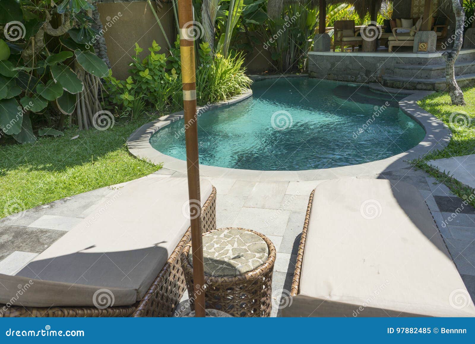 Daybed beside the pool stock image. Image of garden, dream - 97882485